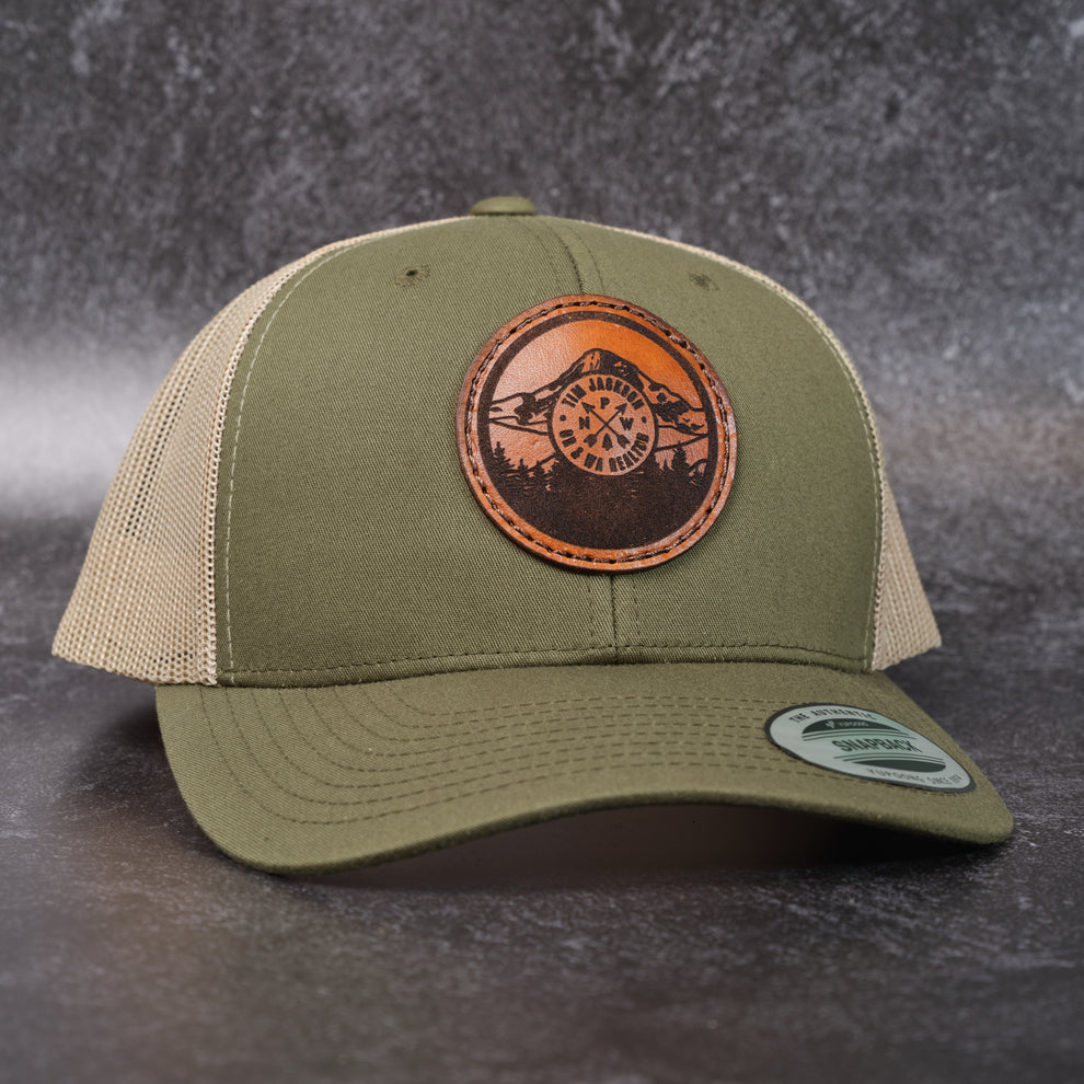 Custom Logo Trucker Hats | Yupoong 6606 Leather Patch Hat – NW Custom Made